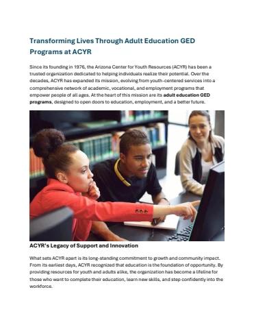 Transforming Lives Through Adult Education GED Programs at ACYR
