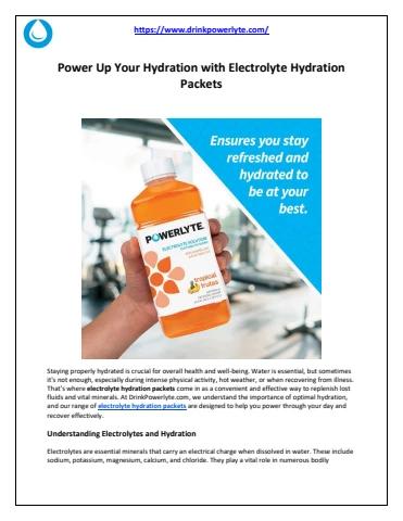 Power Up Your Hydration with Electrolyte Hydration Packets ...
