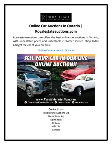 Online Car Auctions In Ontario | Royalestateauctions.com - royalestate ...