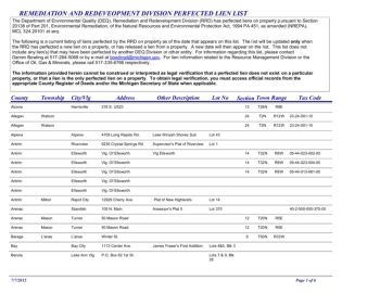 REMEDIATION AND REDEVEOPMENT DIVISION PERFECTED LIEN LIST - Guset User ...