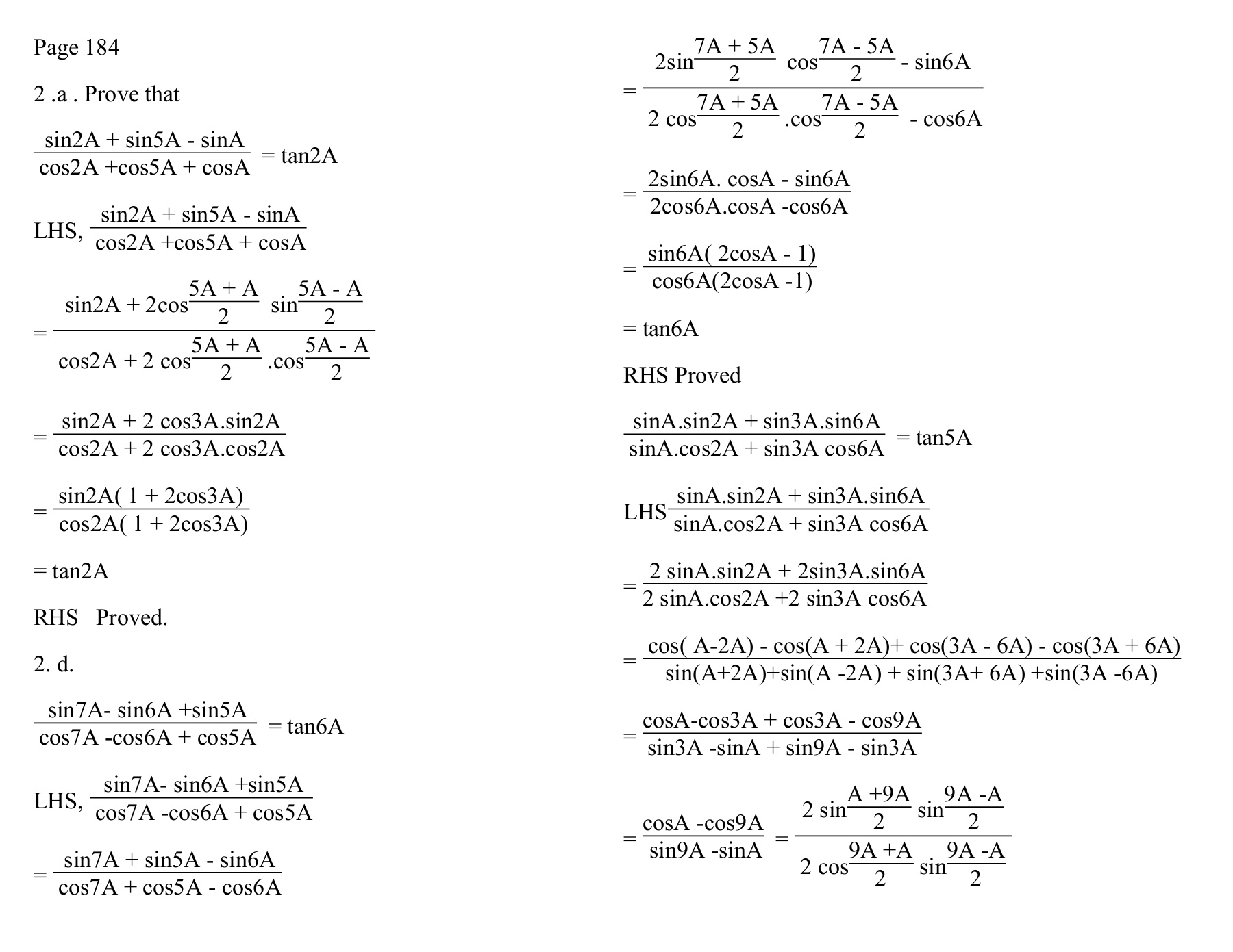 If Cosa Cos2a 1 Then Prove That Sin2a Sin4a 1