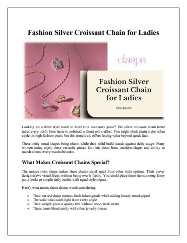 Fashion Silver Croissant Chain for Ladies