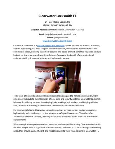 Clearwater Locksmith FL