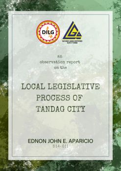 A Report on the Observation of Local Legislative Process of Tandag City ...