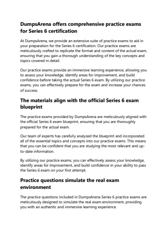 Maximize Your Potential on the Series 6 Practice Exam with DumpsArena