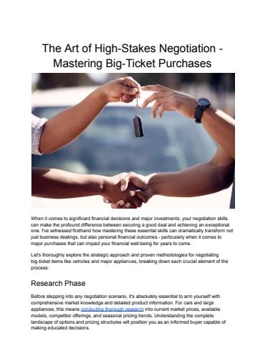 The Art of High-Stakes Negotiation - Mastering Big-Ticket Purchases