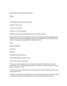 BILATERAL EXTRADITION TREATIES ITALY EXTRADITION TREATY ... - Guset ...