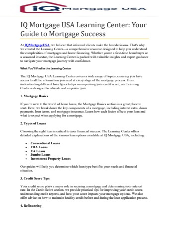 IQ Mortgage USA Learning Center