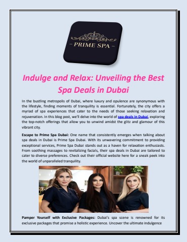 Indulge and Relax Unveiling the Best Spa Deals in Dubai - Prime Spa ...