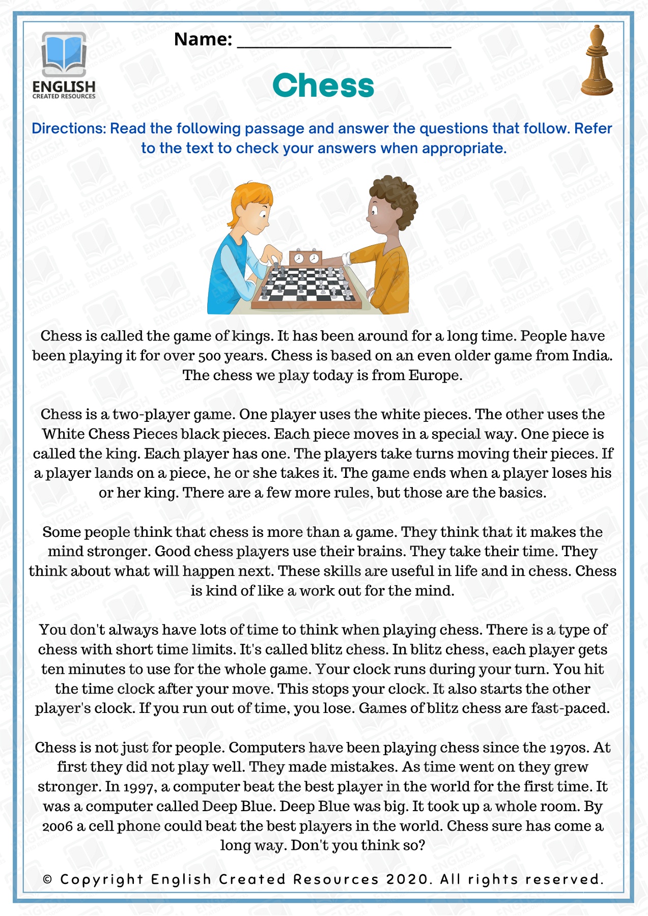 Reading Comprehension Examples