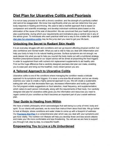 Diet Plan for Ulcerative Colitis and Psoriasis