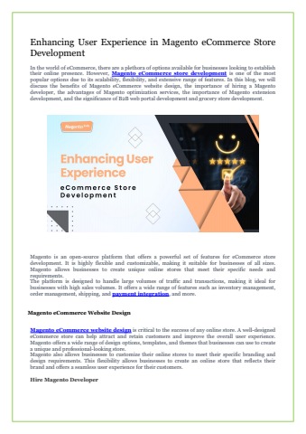 Enhancing User Experience in Magento eCommerce Store Development - Magento India Flip PDF | AnyFlip