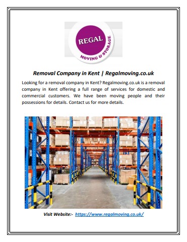 Removal Company in Kent - Regal Moving Flip PDF | AnyFlip