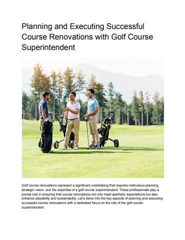 Planning and Executing Successful Course Renovations with Golf Course ...
