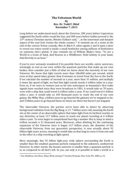 The Velveteen World By Rev. Dr. Todd F. Eklof November 7, 2015