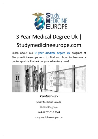 3 Year Medical Degree Uk