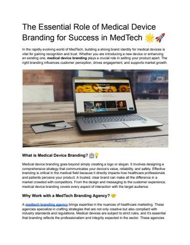 The Essential Role of Medical Device Branding for Success in MedTech ?? - Icovy Flip PDF | AnyFlip