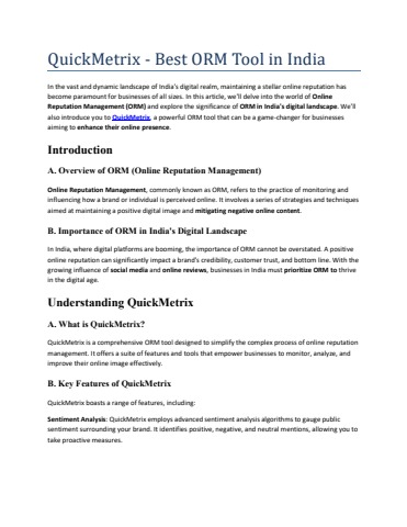 QuickMetrix - Best ORM Tool in India - Quick Metrix Flip PDF | AnyFlip