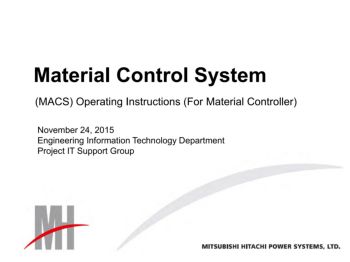 Material Control System Operation Manual (For Material Controller ...