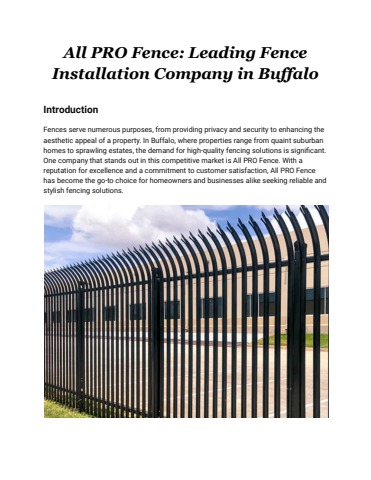 All PRO Fence_ Leading Fence Installation Company in Buffalo - All Pro ...