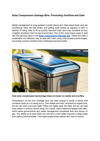 Solar Compression Garbage Bins_ Preventing Overflow and Odor