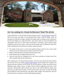 Are You Looking For A Good Architecture? Read This Article - Frank G ...