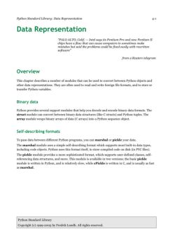 Python Standard Library: Data Representation - effbot.org - Guset User ...