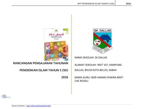 RPT PENDIDIKAN ISLAM TAHUN 5 - NOR HANAN SYAKIRA BINTI CHE ROZALI IPG ...