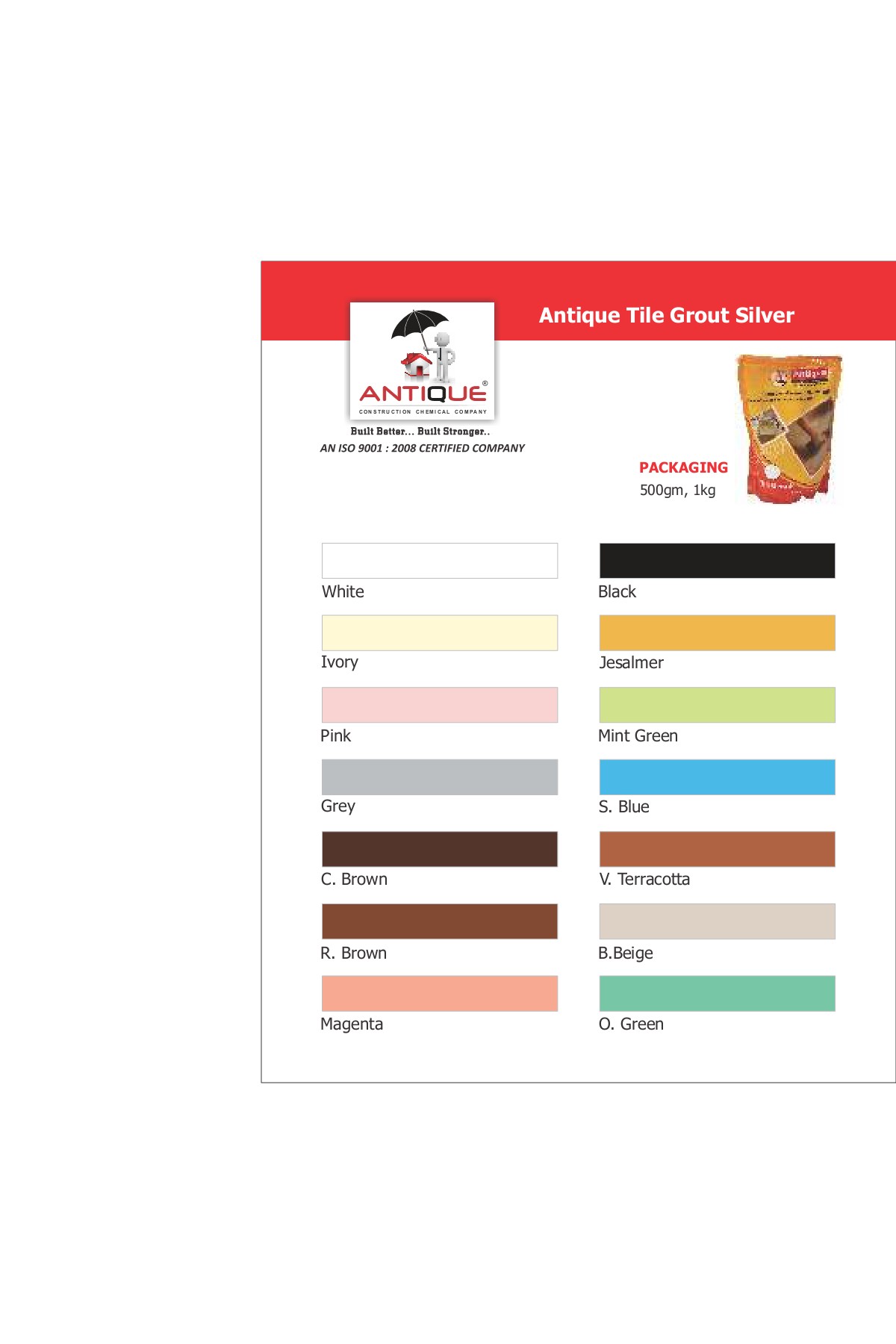 Sanded Grout Colors Chart