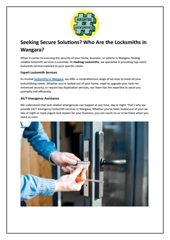 Seeking Secure Solutions? Who Are the Locksmiths in Wangara? - Hashtag Locksmiths Flip PDF | AnyFlip