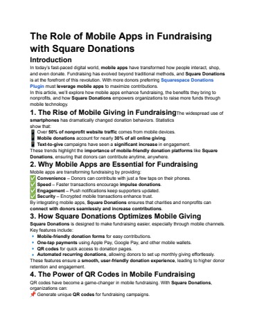 The Role of Mobile Apps in Fundraising with Square Donations