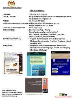 CONTOH LAPORAN OPR AKTIVITI MINGGUAN UBK 2021 - shahnazrashada | Membalik PDF Dalam talian | AnyFlip