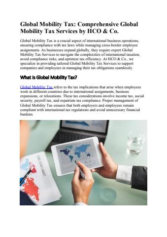 Global Mobility Tax- Comprehensive Global Mobility Tax Services by HCO ...