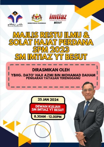 MAJLIS RESTU ILMU DAN SOLAT HAJAT PERDANA SPM 2023 SM IMTIAZ YT BESUT - MUHAMMAD FAKHRI BIN ...