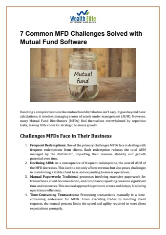 7 Common MFD Challenges Solved with Mutual Fund Software