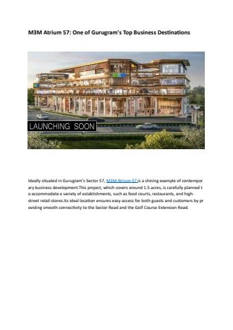 Discover M3M Atrium 57: The Epitome of Luxury Retail & Office Spaces