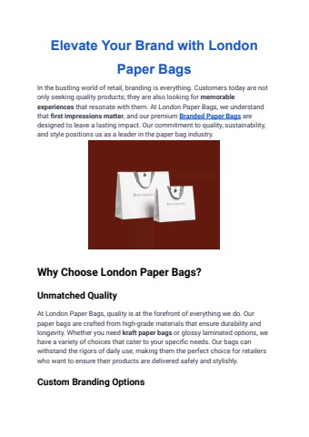 Elevate Your Brand with London Paper Bags
