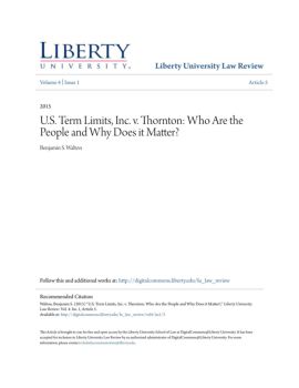 U.S. Term Limits, Inc. v. Thornton: Who Are the People and ... - Guset ...