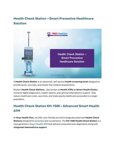 Health Check Station – Smart Preventive Healthcare Solution