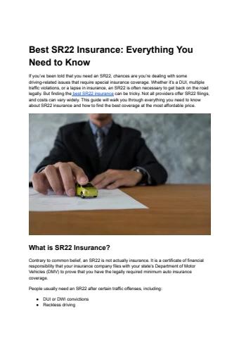 Best SR22 Insurance
