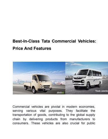 Best-In-Class Tata Commercial Vehicles: Price And Features - Deep ...