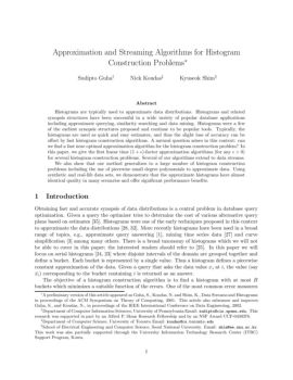 Approximation and Streaming Algorithms for Histogram ... - Guset User Flip PDF | AnyFlip