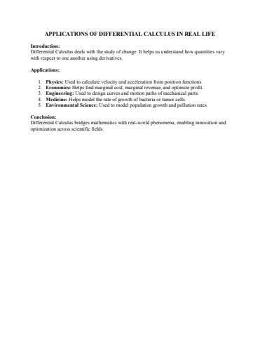 APPLICATIONS OF DIFFERENTIAL CALCULUS IN REAL LIFE (3)