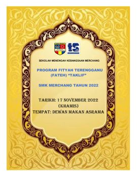 PROGRAM FITYAH TERENGGANU (FATEH) “TAKLIF” SMK MERCHANG TAHUN 2022 ...