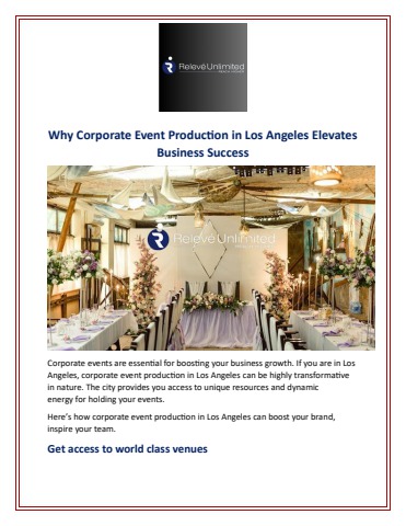 Why Corporate Event Production in Los Angeles Elevates Business Success