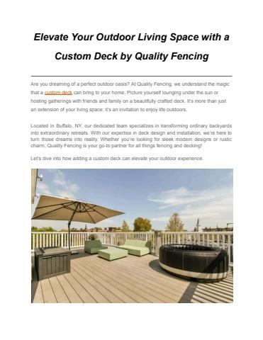 Elevate Your Outdoor Living Space with a Custom Deck by Quality Fencing - Quality Fencing Flip ...