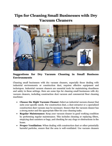 Tips for Cleaning Small Businesses with Dry Vacuum Cleaners - Industrial Vacuums & Engineering ...