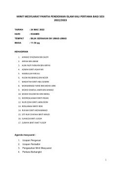 MINIT MESYUARAT PANITIA PENDIDIKAN ISLAM KALI PERTAMA BAGI SESI 2022 - durrah.albi Flip PDF ...