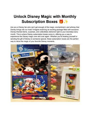 Unlock Disney Magic with Monthly Subscription Boxes