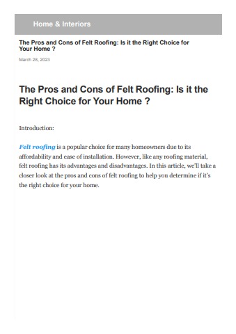 the-pros-and-cons-of-felt-roofing-is-it - Emma Collins Flip PDF | AnyFlip